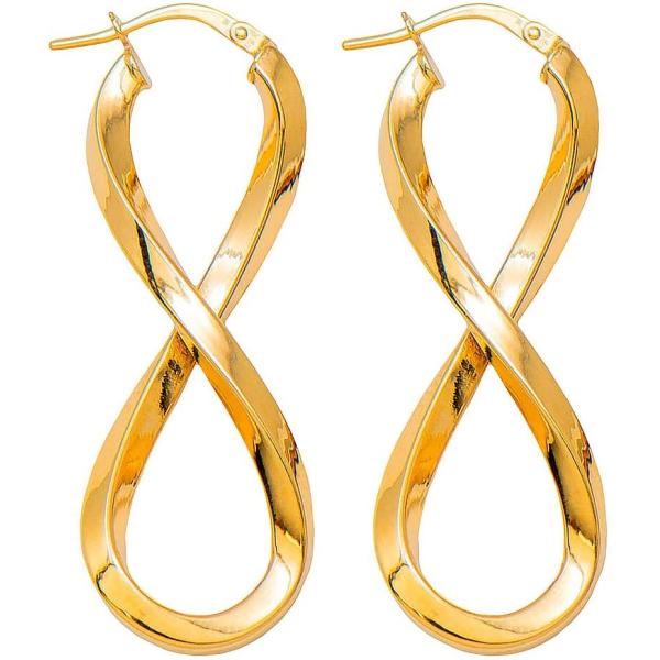 商品名ラージ 14K イエローゴールド 光沢 スクエア チューブ インフィニティ ツイスト フィギア フープ イヤリング、42mm (1.65インチ)Large 14k Yellow Gold Polished Square Tube In...