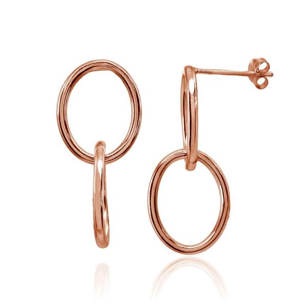 商品名:  Rose Gold Flashed Sterling Silver Intertwined Open Circles Double Oval Drop Earringsブランド: Hoops &amp; Loops高さ: 8.8...