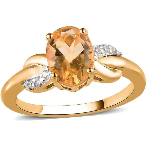 商品名Shop LC Delivering Joy 925スターリングシルバー 14K イエローゴールドメッキ シトリン ジルコン ステートメントリング コスチューム ファッション ギフト ジュエリー 女性用 Cttw 1 6.00 イエロ...