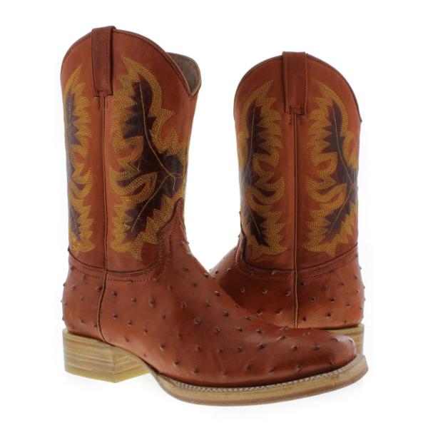 商品名: El Presidente メンズ US サイズ: 13 EE カラー: ブラウン El Presidente - Men's Cognac Ostrich Quill Leather Cowboy Boots Tan Sole ...