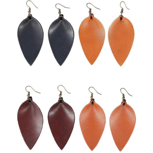 商品名ASHMITA レザーティアドロップピアス レディース ガールズ ダングルリーフイヤリングセットASHMITA Leather Teardrop Earrings for Women Girls Dangle Leaf Earring...