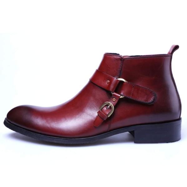 商品名: [Santimon] メンズ クラシック US サイズ: 10 M US カラー: レッド Santimon Boots For Mens Dress Leather Double Monk Strap Shoes Red 10 ...