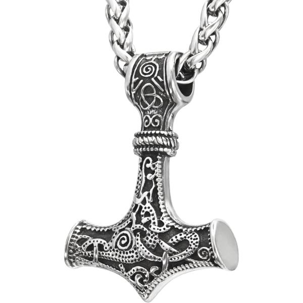 商品名BAVIPOWER Mjolnir Thors ハンマーネックレス   ステンレススチール バイキングネックレス 本物の北欧ジュエリー メンズ レディース, 金属BAVIPOWER Mjolnir The Thor's Hammer ...
