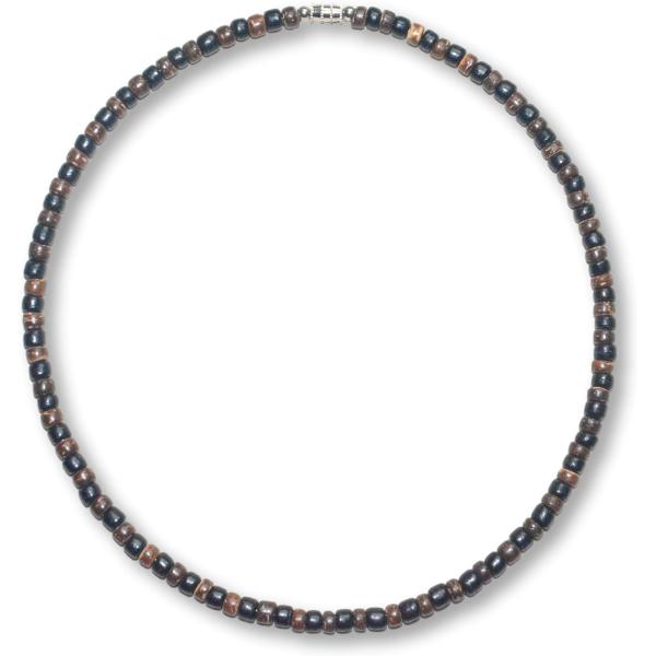 商品名Native Treasure ブラックとブラウンウッドココシェルビーズサーファーネックレスチョーカー - 5mm (3/16インチ), ココビーズ, 宝石なしNative Treasure Mens and Womens Real ...