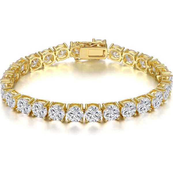 商品名GMESME 18K イエローゴールドメッキ 5.0 ラウンドキュービックジルコニア クラシックテニスブレスレット 7.5インチ5mm White Gold Tennis Braclet,GMESME 18K White Gold P...