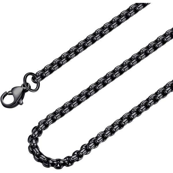 商品名Bowisheet 4MM Matte Black Square Rolo Chain Stainless Steel Round Box Necklace Men Women Jewelryブランド：Bowisheet商品サイズ：3...