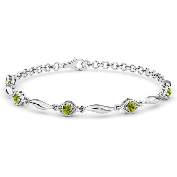 商品名Shop LC Delivering Joy ACCESSORY US サイズ: 7.25"" カラー: ホワイトShop LC Peridot Link Bracelet for Women 925 Sterling Silver ...