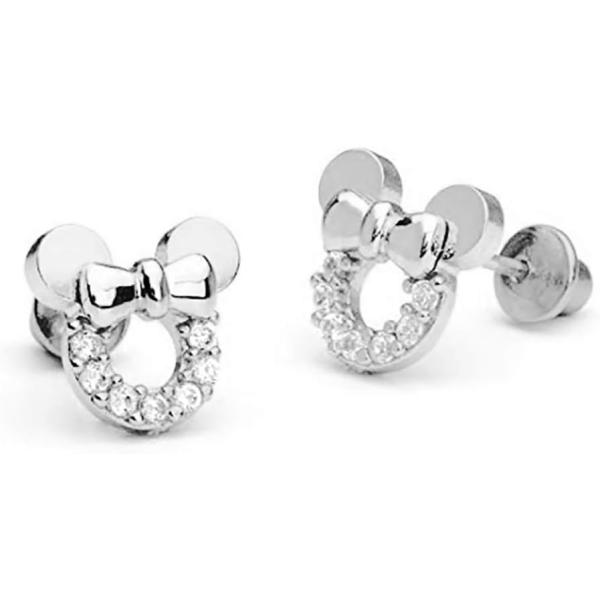 商品名findout女性マウスイヤリング925スターリングシルバーキュービックジルコニアクリスタル中空マウススタッドイヤリング（f1696silver）Findout Mickey Earrings For Girls Sterling S...