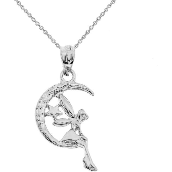 商品名CaliRoseJewelry スターリングシルバー ティンカーベル おとぎ話 ムーンチャームペンダントネックレス, スターリングシルバー,CaliRoseJewelry Sterling Silver Tinkerbell Fair...