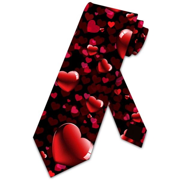 商品名: Three Rooker バレンタインデー ネクタイ メンズ バレンタインハート オールオーバーネクタイ, ブラック, One Size Three Rooker Valentines Day Ties Mens Valentin...
