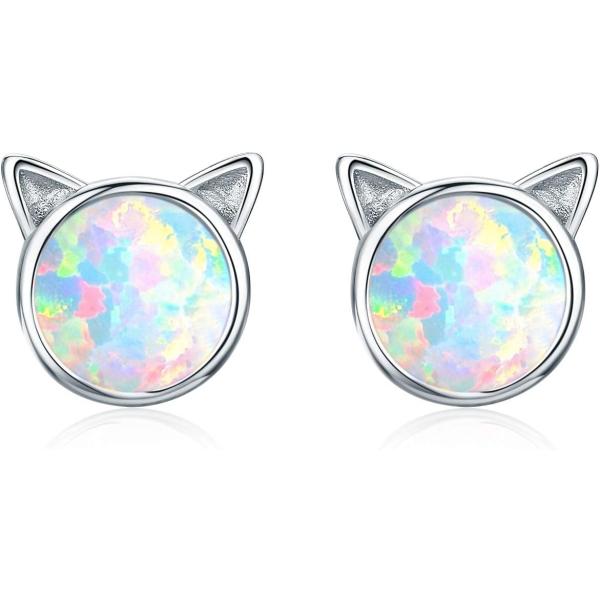 商品名Cuoka 猫/マウス/フクロウ オパールイヤリング スターリングシルバー かわいい動物オパール スタッドピアス 低刺激性オパールイヤリング オパールジュエリーギフト 卒業ギフト レディース ガールズ, スターリングシルバー, オパー...