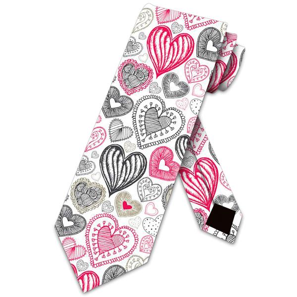 商品名: Three Rooker バレンタインデー ネクタイ メンズ ホリデー ハート ネクタイ, ホワイト, One Size Three Rooker Valentines Day Ties Mens Holiday Heart Ne...