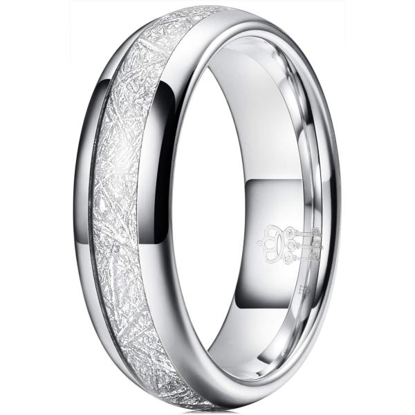 商品名THREE KEYS JEWELRY タングステン結婚指輪 4mm 6mm 8mm 模造隕石 シルバー 光沢バンド, 非貴金属, ジェネリックTHREE KEYS JEWELRY Men Women Wedding Hunting 6...