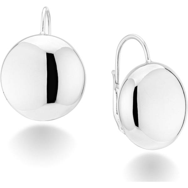 商品名Miabella スターリングシルバー イタリア製 フラットビーズボール ステートメント レバーバックイヤリング 12mm 18mm, スターリングシルバーMiabella 925 Sterling Silver Italian Hi...
