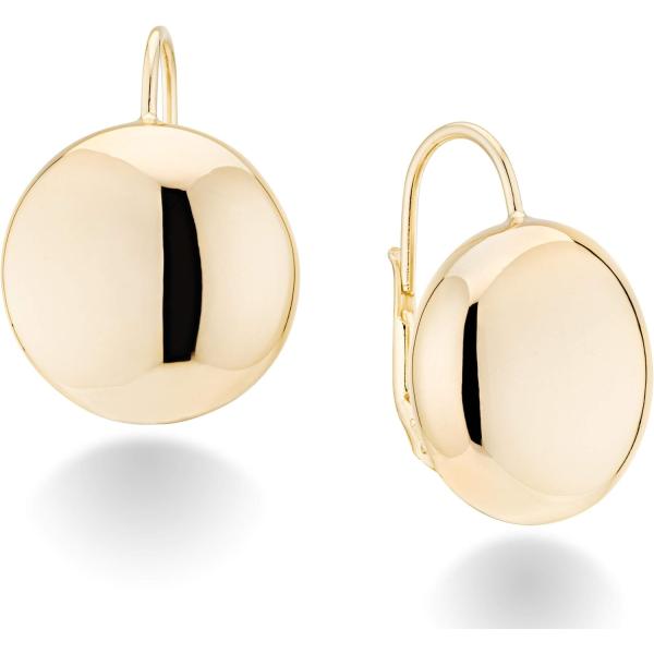 商品名Miabella ガールズ Miabella 18K スターリングシルバー イタリア製 高光沢ラウンドドームボタン ビーズボール ステートメント レバーバックイヤリング 925 イタリア製 (1/2インチ) 12mm イエローゴールド...