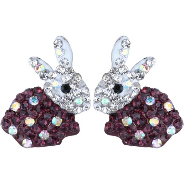 商品名Hiddleston レディース バニースタッドピアス 低刺激性 イースタージュエリー レディース キッズ ティーン ガールズ 1/2インチ, クリスタル 金属,YACQ Easter Bunny Stud Earrings - Hy...