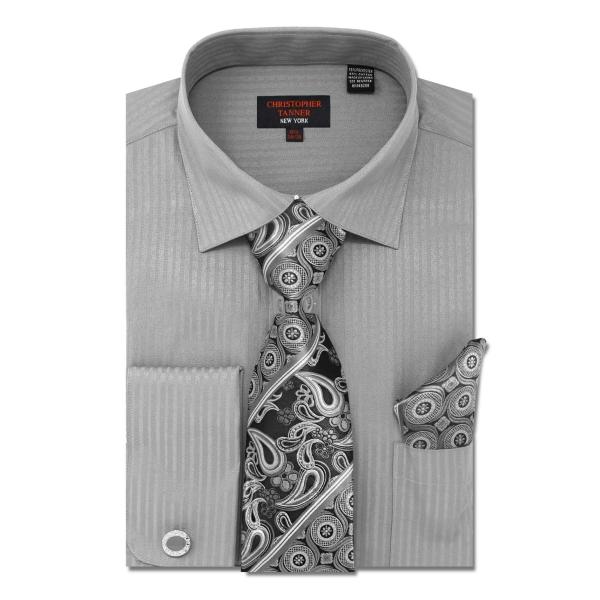 商品名: Christopher Tanner SHIRT メンズ US サイズ: 15.5" Neck, 34/35" Sleeve カラー: グレー Christopher Tanner Men's Solid Striped Patt...