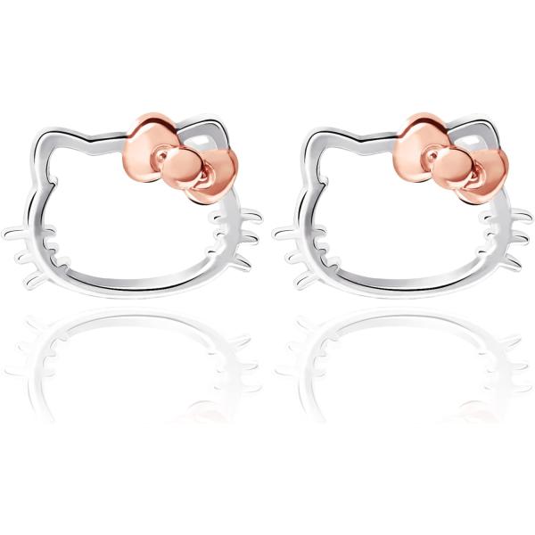 商品名Hello Kitty ジュエリー レディース スターリングシルバー ツートーン スタッドイヤリング ローズゴールドメッキ リボンSanrio Hello Kitty Womens Stud Earrings - Sterling S...