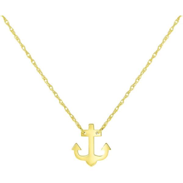 商品名14K イエローゴールド ミニアンカーネックレス スプリングリングクラスプ付き (16〜18インチ 調節可能なチェーン)Jewelry America 14k Yellow Gold Mini Anchor Necklace with...