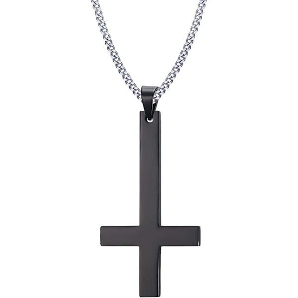 商品名Blowin 逆さまクロスペンダント 光沢ステンレススチール 逆さま 逆さま ネックレス レディース メンズ 24インチチェーン 3色展開 ブラックPolished Stainless Steel Inverted Cross Pen...