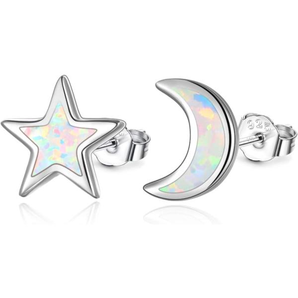 商品名Cuoka 月と星 イヤリング 月と星 ジュエリー 18K 金メッキ 925 スターリングシルバー オパール スター イヤリング ムーン イヤリング レディース ガールズ シルバーCuoka Moon and Star Earring...