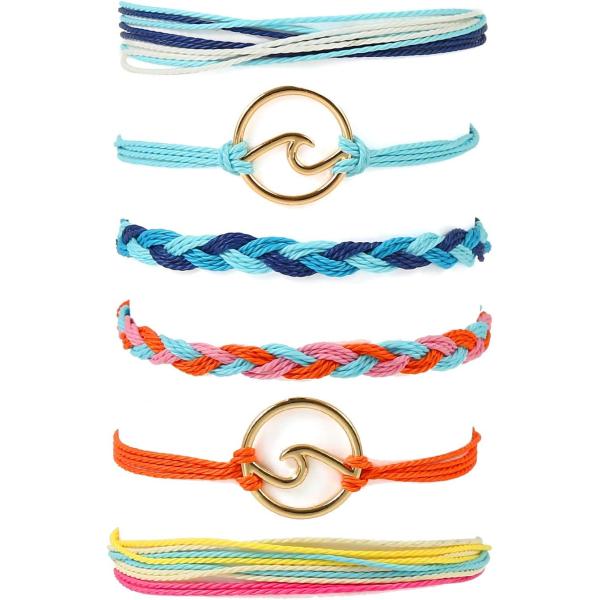 商品名Starain VSCO ストリングウェーブブレスレット レディース ガールズ ボーホー ハンドメイド 防水 調節可能 編組ビーチブレスレットセットStarain VSCO String Wave Bracelet for Women...