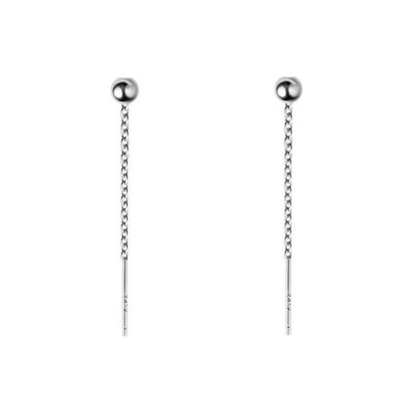 商品名Threader タッセルダングルピアス レディース ガールズ S925 スターリングシルバー 2mm 小さなボールビーズ ロングチェーン ドロップ ミニマリズム イヤーピアス スタッドジュエリー 低刺激性 ファッション 最高のギフト...