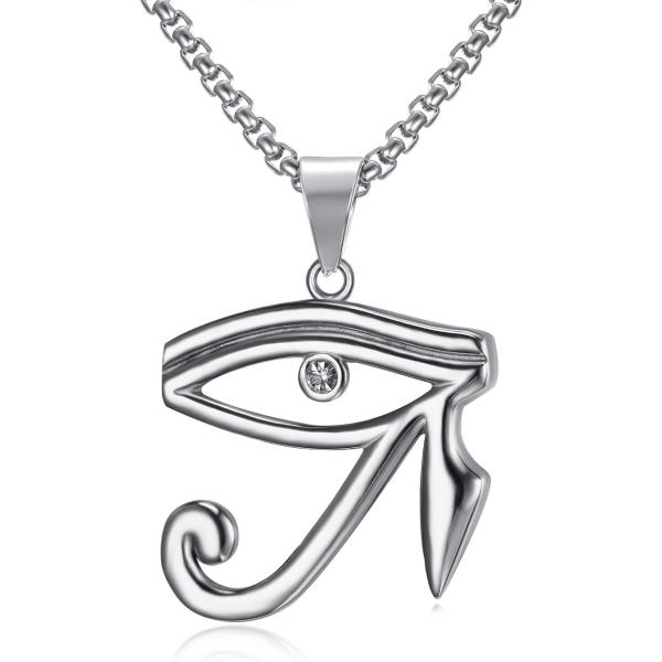 商品名Lee Island Fashion 24Kゴールドメッキ キュービックジルコニア ホルスの目 エジプト保護ペンダント ステンレススチールネックレス 24インチチェーン プロビデンスの目CZ 3D Eye of Horus Egypt...