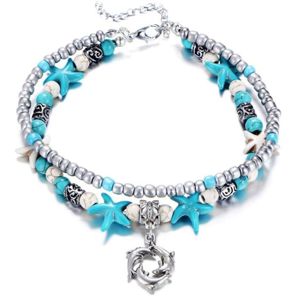 商品名Fesciory プカシェルアンクレット レディース 夏用 ナチュラル タカラガイ 調節可能 アンクル ブレスレット ハンドメイド ボーホー ハワイアン ビーチ 貝殻ジュエリー ガールズ用Fesciory Women Starfish...