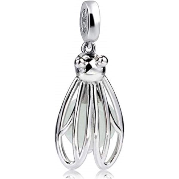 商品名EVESCITY 925 本物のシルバー 暗闇で光る 中空 ルミナス ストーン 開閉可能 ビーズ チャームブレスレット用   彼女や女性への最高のジュエリーギフト  EVESCITY 925 Real Silver Glow in T...