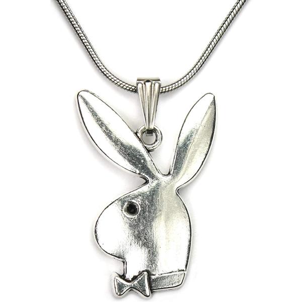 商品名Ann Claridge Playboy バニーネックレス 純304ステンレス 変色しないチェーン アンティーク亜鉛合金 Playboiペンダントジュエリー 18インチ (45cm)Playboy Bunny Necklace, 18...