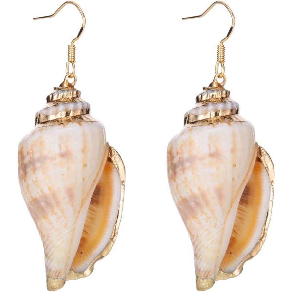 商品名lureme ビーチジュエリー カジュアル貝殻コンクドロップダングルイヤリング レディース ガールズ (er006199)lureme Beach Jewelry Casual Seashell Conch Drop Dangle E...