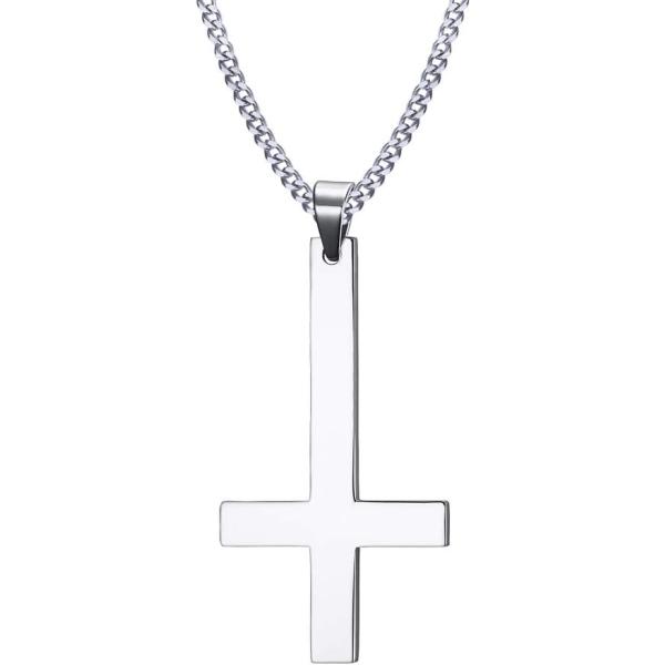 商品名LMXXV 宗教ジュエリー ステンレススチール 反転クロス 上下逆 クロス サタニック ゴシック ペンダントネックレス 24インチチェーンLMXXV Religious Jewelry Stainless Steel Inverted...