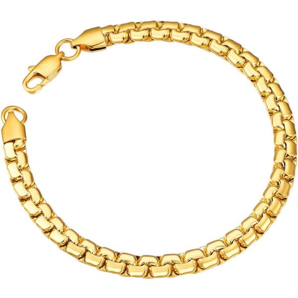 商品名ChainsPro メンズ/レディース ボックス/ウィート/ツイストロープチェーンブレスレット 幅4/6mm 20/22cm 316Lステンレススチール/18Kゴールドメッキ ギフトボックス付きChainsPro Bracelet f...