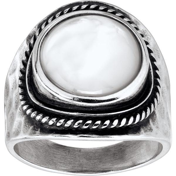 商品名Silpada 「真珠光沢」天然マザーオブパール ステートメントリング スターリングシルバー ホワイトSilpada 'Pearlized' Natural Mother-of-Pearl Ring in Sterling Silve...
