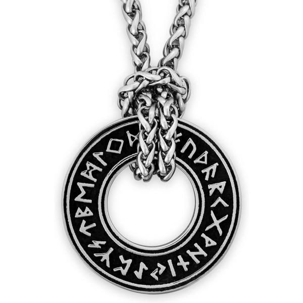 商品名HAQUIL バイキング ジュエリー カップル オーディン レイヴン バード ハート ペンダント ネックレス メンズ レディースHAQUIL Runes Necklace, Stainless Steel Viking Cicle o...