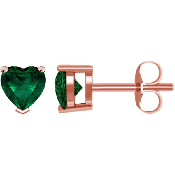 商品名Brilliant Cut Emerald Heart CZ Stud Earrings   18K Gold Plated Sterling Silver Stud Earrings For Women Men Ear Pierci...