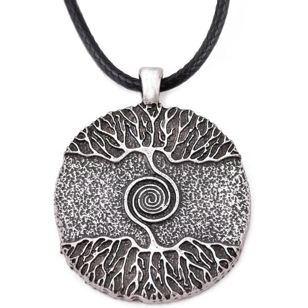商品名HAQUIL バイキングジュエリー ケルトの生命の樹 バイキングルーンネックレス メンズ レディースHAQUIL Yggdrasil Necklace, Viking Norse Tree of Life Medallion Pend...