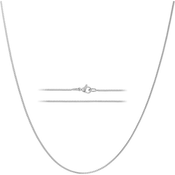 商品名KISPER 24K ホワイトゴールド ステンレススチール 1.2mm ボックスチェーンネックレス 14-30インチ, 金属, NAKISPER 24k White Gold Box Chain Necklace   Thin, Da...