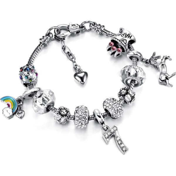 商品名Zhanmai ユニコーン チャーム ブレスレット 数字 ブレスレット グリーティングカードギフトボックス付き 誕生日ギフト 対象年齢 1歳 2歳 3歳 4歳 5歳 6歳 7歳 8歳 9歳 10歳 11歳 12歳 13歳Birthda...