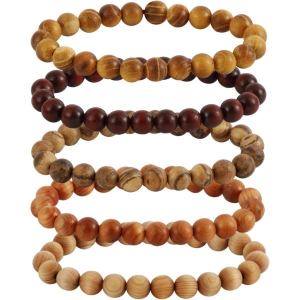 商品名MILAKOO メンズ レディース 8mm 木製ビーズブレスレット 伸縮性 天然ヨガブレスレット バングルMILAKOO 5 Pcs Wood Prayer Bead Bracelet Mala Beaded Bracelets fo...