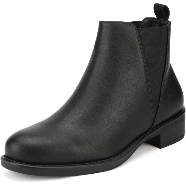 商品名DREAM PAIRS レディース ファッション ウインターアンクルブーツ US サイズ: 7.5DREAM PAIRS Women's Black Pu Chelsea Ankle Boots Low Heel Booties Si...
