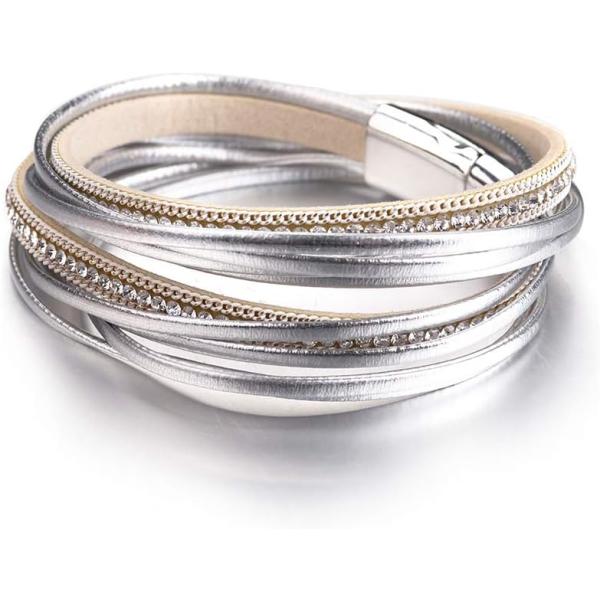 商品名Fesciory レディース マルチレイヤー レザーラップブレスレット ハンドメイド リストバンド 編組ロープ カフバングル 磁気バックル付き ジュエリーFesciory Leather Wrap Bracelets for Wome...