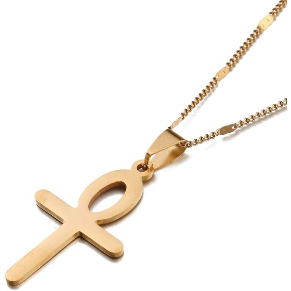 商品名ステンレススチール エジプトジュエリー ナイルの鍵 アンククロスペンダントネックレスStainless Steel Egyptian Jewelry The Key of the Nile Ankh Cross Pendant Nec...