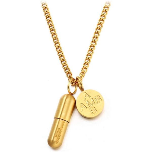 商品名Linran 小型 開け閉め可能 ピルカプセルペンダントネックレス おもしろいアンチドート 愛の為 ステンレススチールジュエリー ゴールドLinran Small Openable Pill Capsule Pendant Neckl...