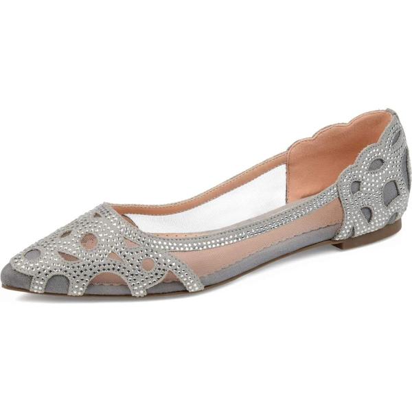商品名: Journee Collection レディース Batavia フラット US サイズ: 7 カラー: グレー Journee Collection Womens Batavia Ballet Flat with Rhinest...