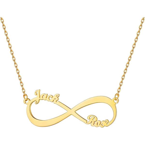 商品名Custom4U 名前入りネックレス アルファベットペンダント レイヤリングチェーンネックレス 3文字モノグラムネックレス 無限の愛 ジュエリー レディース スターリングシルバー Love Mom用Personalized 2 Nam...