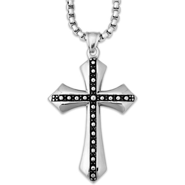商品名HAQUIL パンクジュエリー ファイヤーアンカー ペンダントネックレス メンズ レディースHAQUIL Cross Necklace for Men, Stainless Steel Fashion Cross Pendant, B...