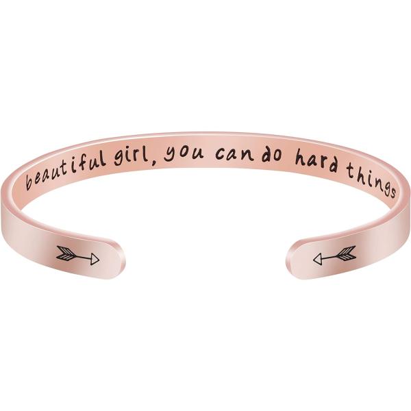 商品名JoycuFF モチベーションブレスレット レディース カフバングル ステンレススチール オープン刻印 インスピレーションジュエリー, 10 inch, 金属JoycuFF Bracelets for Women Teen Girl ...