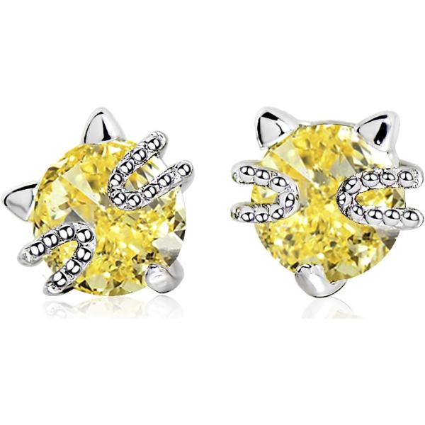 商品名CISHOP 小さな猫 スタッドピアス スターリングシルバー ラインストーンピアス ティーン用CISHOP Tiny Cat Stud Earrings Sterling Silver Rhinestone Earrings for ...